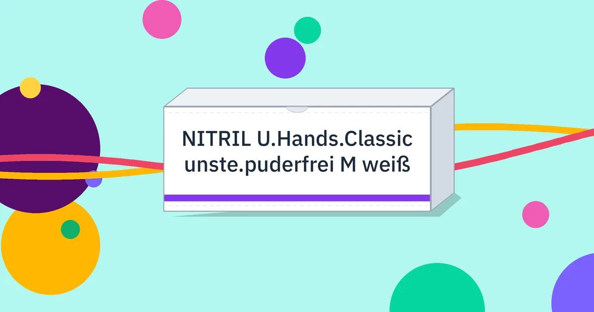 Symbolbild: Packung mit der Aufschrift NITRIL U.Hands.Classic unste.puderfrei M weiß (PZN 11540194) – Verfügbarkeit und Bezug in Apotheken in Frankfurt am Main
