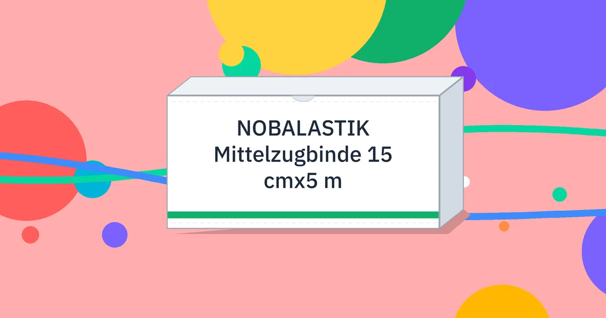 Symbolbild: Packung mit der Aufschrift NOBALASTIK Mittelzugbinde 15 cmx5 m (PZN 07096121) – Verfügbarkeit und Bezug in Apotheken in Frankfurt am Main
