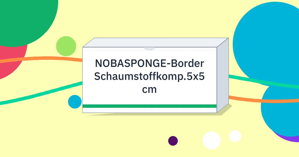 Symbolbild: Packung mit der Aufschrift NOBASPONGE-Border Schaumstoffkomp.5x5 cm (PZN 17364321) – Verfügbarkeit und Bezug in Apotheken in Frankfurt am Main