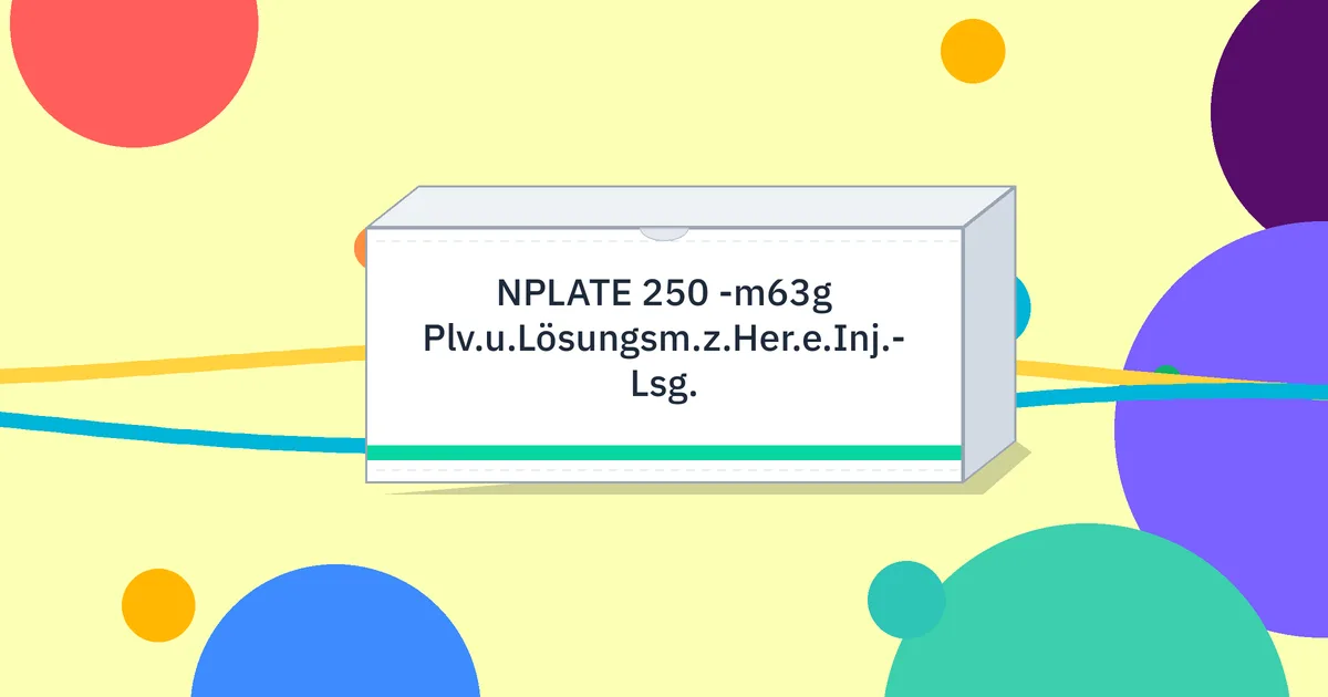Symbolbild: Packung mit der Aufschrift NPLATE 250 -m63g Plv.u.Lösungsm.z.Her.e.Inj.-Lsg. (PZN 17177458) – Verfügbarkeit und Bezug in Apotheken in Frankfurt am Main