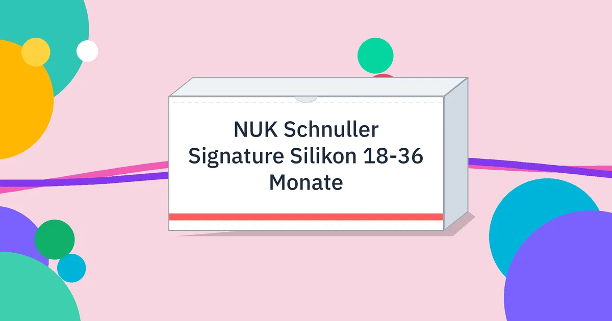 Symbolbild: Packung mit der Aufschrift NUK Schnuller Signature Silikon 18-36 Monate (PZN 16793681) – Verfügbarkeit und Bezug in Apotheken in Frankfurt am Main