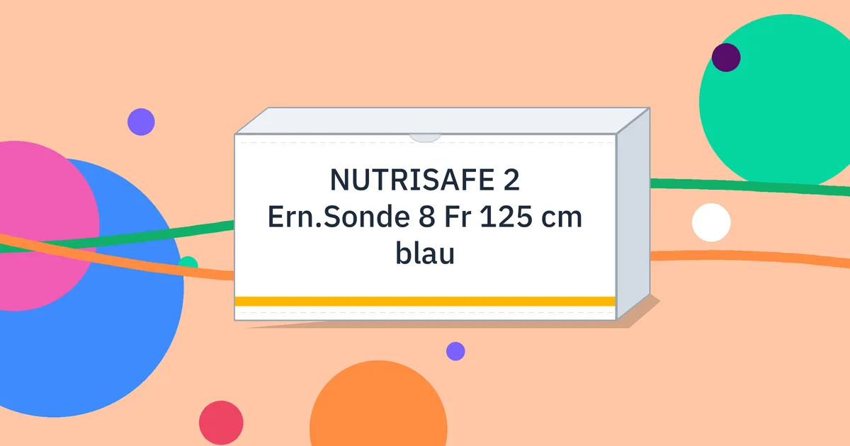Symbolbild: Packung mit der Aufschrift NUTRISAFE 2 Ern.Sonde 8 Fr 125 cm blau (PZN 12907231) – Verfügbarkeit und Bezug in Apotheken in Frankfurt am Main