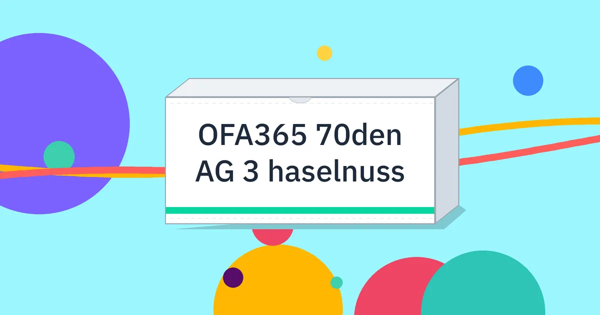 Symbolbild: Packung mit der Aufschrift OFA365 70den AG 3 haselnuss (PZN 16722209) – Verfügbarkeit und Bezug in Apotheken in Frankfurt am Main