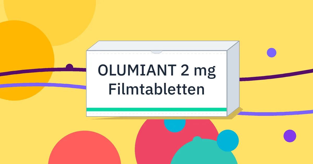 Symbolbild: Packung mit der Aufschrift OLUMIANT 2 mg Filmtabletten (PZN 12652854) – Verfügbarkeit und Bezug in Apotheken in Frankfurt am Main