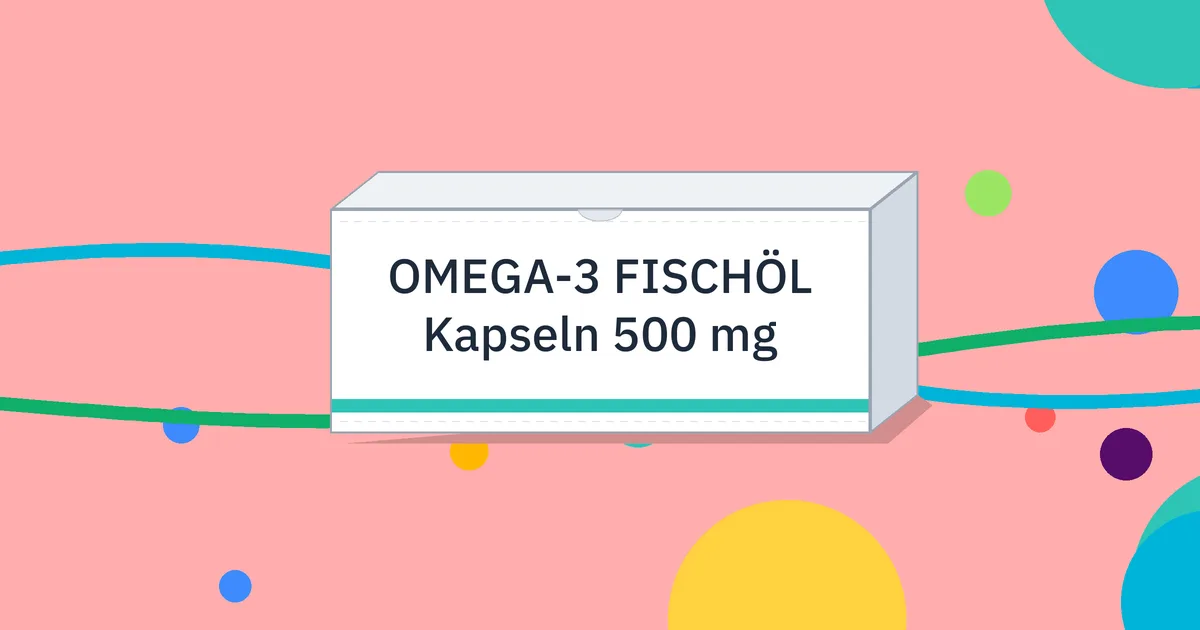 Symbolbild: Packung mit der Aufschrift OMEGA-3 FISCHÖL Kapseln 500 mg (PZN 07244107) – Verfügbarkeit und Bezug in Apotheken in Frankfurt am Main