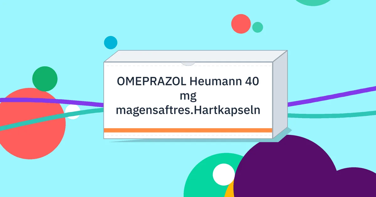 Symbolbild: Packung mit der Aufschrift OMEPRAZOL Heumann 40 mg magensaftres.Hartkapseln (PZN 01715669) – Verfügbarkeit und Bezug in Apotheken in Frankfurt am Main
