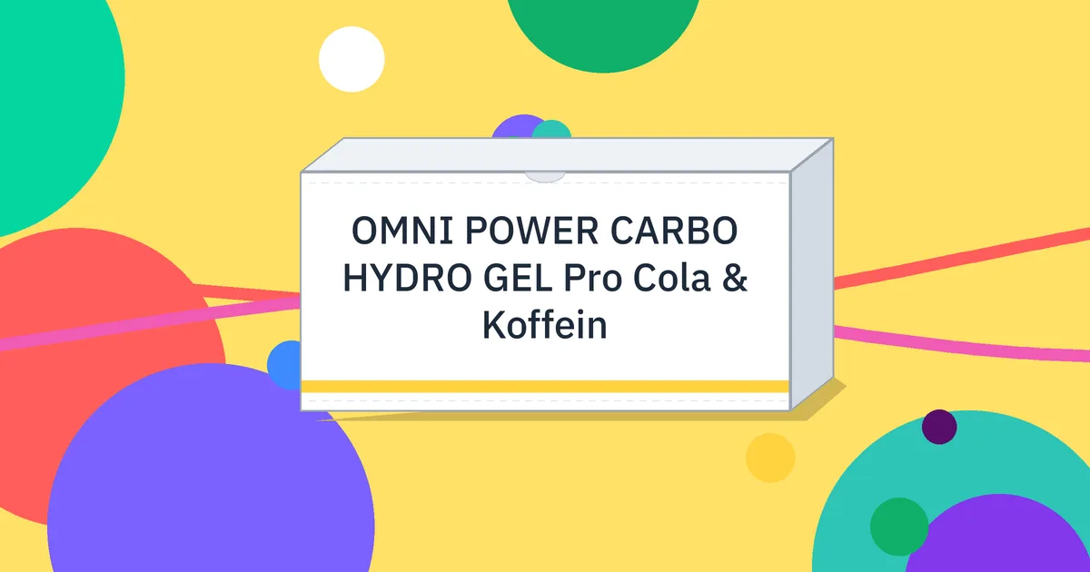 Symbolbild: Packung mit der Aufschrift OMNI POWER CARBO HYDRO GEL Pro Cola & Koffein (PZN 20225706) – Verfügbarkeit und Bezug in Apotheken in Frankfurt am Main