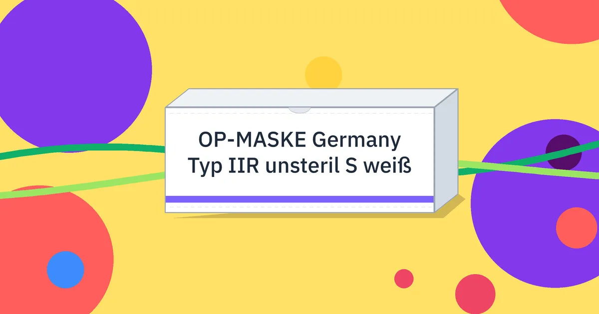 Symbolbild: Packung mit der Aufschrift OP-MASKE Germany Typ IIR unsteril S weiß (PZN 16841227) – Verfügbarkeit und Bezug in Apotheken in Frankfurt am Main