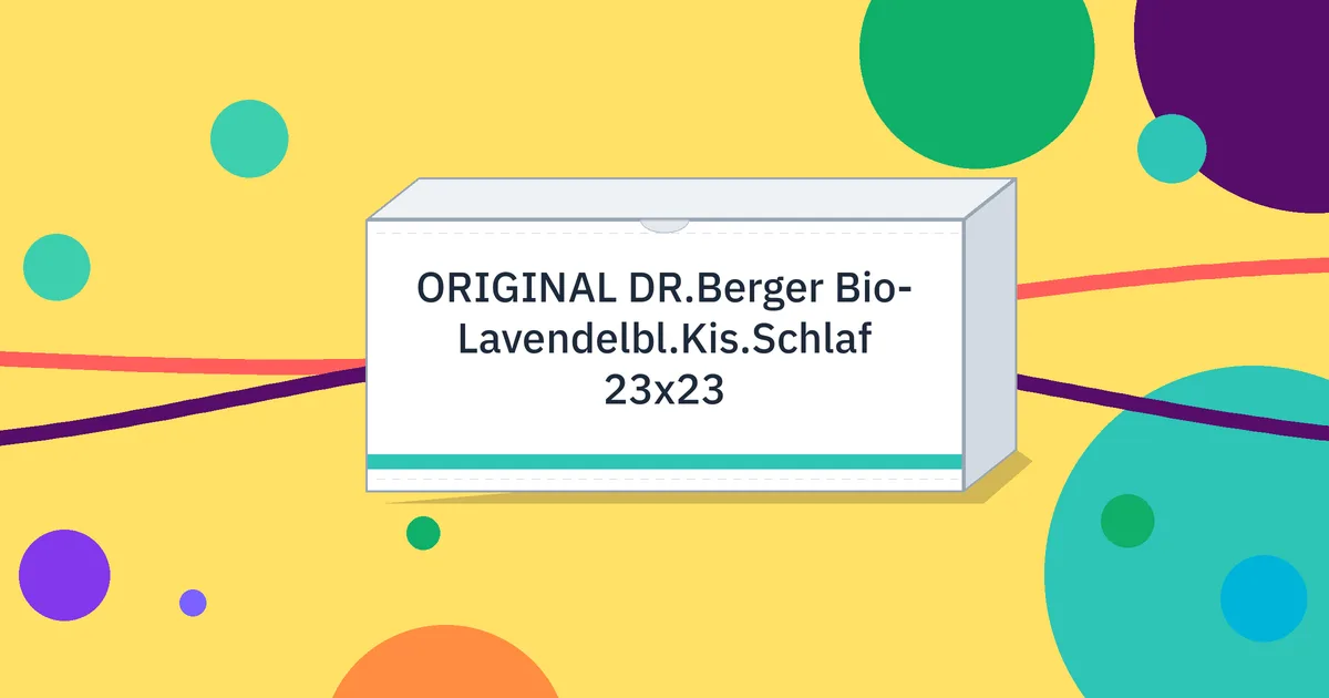Symbolbild: Packung mit der Aufschrift ORIGINAL DR.Berger Bio-Lavendelbl.Kis.Schlaf 23x23 (PZN 11865045) – Verfügbarkeit und Bezug in Apotheken in Frankfurt am Main