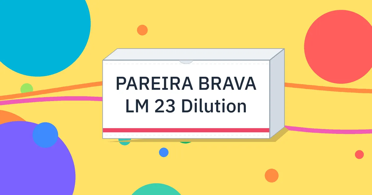 Symbolbild: Packung mit der Aufschrift PAREIRA BRAVA LM 23 Dilution (PZN 13631535) – Verfügbarkeit und Bezug in Apotheken in Frankfurt am Main