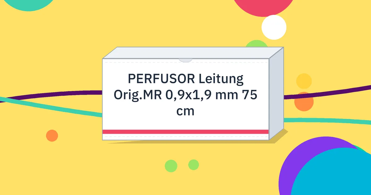 Symbolbild: Packung mit der Aufschrift PERFUSOR Leitung Orig.MR 0,9x1,9 mm 75 cm (PZN 04590139) – Verfügbarkeit und Bezug in Apotheken in Frankfurt am Main