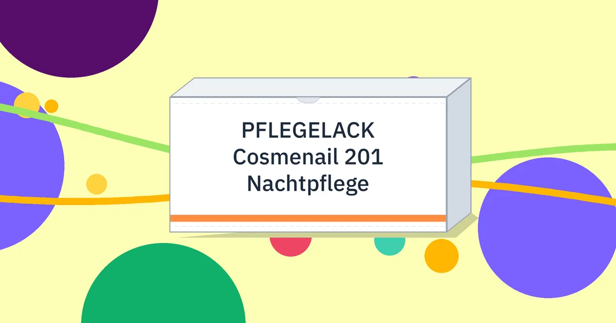 Symbolbild: Packung mit der Aufschrift PFLEGELACK Cosmenail 201 Nachtpflege (PZN 11688531) – Verfügbarkeit und Bezug in Apotheken in Frankfurt am Main