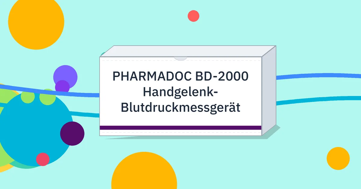 Symbolbild: Packung mit der Aufschrift PHARMADOC BD-2000 Handgelenk-Blutdruckmessgerät (PZN 15823204) – Verfügbarkeit und Bezug in Apotheken in Frankfurt am Main