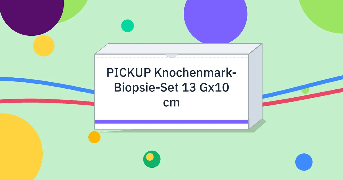 Symbolbild: Packung mit der Aufschrift PICKUP Knochenmark-Biopsie-Set 13 Gx10 cm (PZN 16362805) – Verfügbarkeit und Bezug in Apotheken in Frankfurt am Main