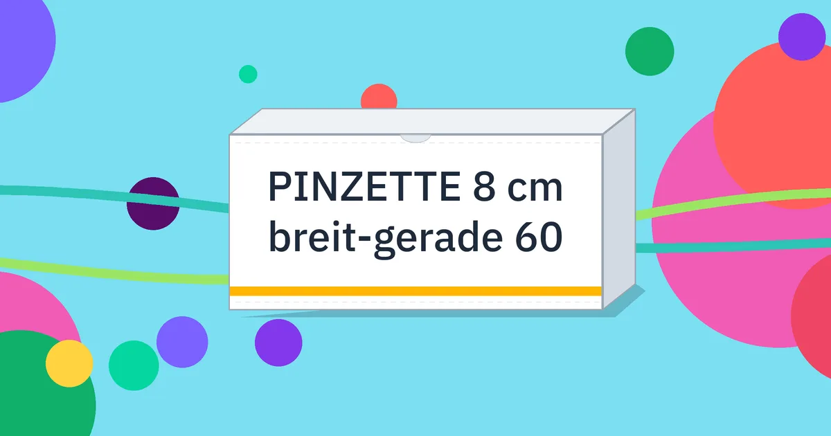 Symbolbild: Packung mit der Aufschrift PINZETTE 8 cm breit-gerade 60 (PZN 19283495) – Verfügbarkeit und Bezug in Apotheken in Frankfurt am Main
