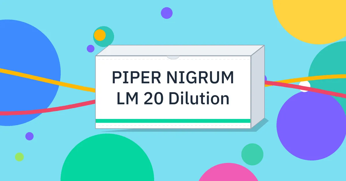Symbolbild: Packung mit der Aufschrift PIPER NIGRUM LM 20 Dilution (PZN 13644911) – Verfügbarkeit und Bezug in Apotheken in Frankfurt am Main