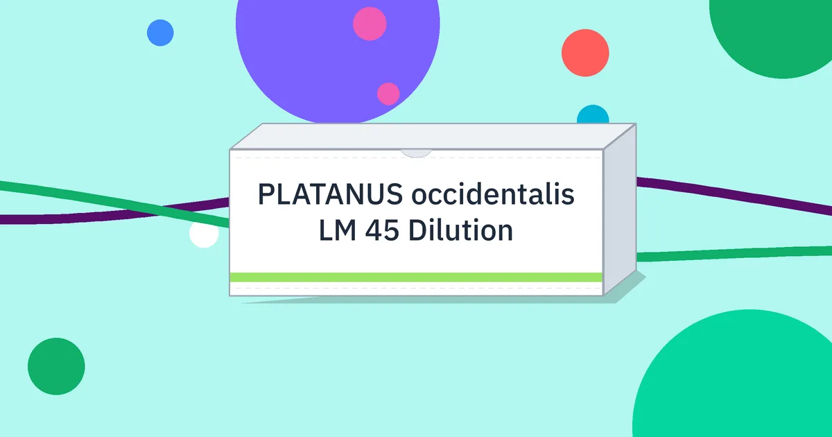 Symbolbild: Packung mit der Aufschrift PLATANUS occidentalis LM 45 Dilution (PZN 13647387) – Verfügbarkeit und Bezug in Apotheken in Frankfurt am Main