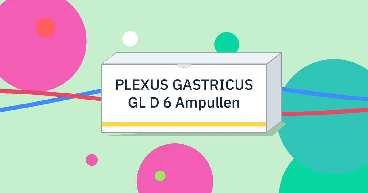 Symbolbild: Packung mit der Aufschrift PLEXUS GASTRICUS GL D 6 Ampullen (PZN 04626860) – Verfügbarkeit und Bezug in Apotheken in Frankfurt am Main