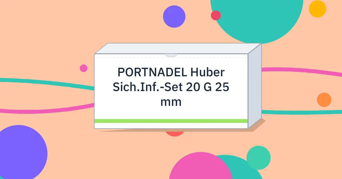 Symbolbild: Packung mit der Aufschrift PORTNADEL Huber Sich.Inf.-Set 20 G 25 mm (PZN 16037318) – Verfügbarkeit und Bezug in Apotheken in Frankfurt am Main