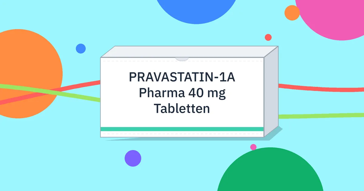 Symbolbild: Packung mit der Aufschrift PRAVASTATIN-1A Pharma 40 mg Tabletten (PZN 03417982) – Verfügbarkeit und Bezug in Apotheken in Frankfurt am Main