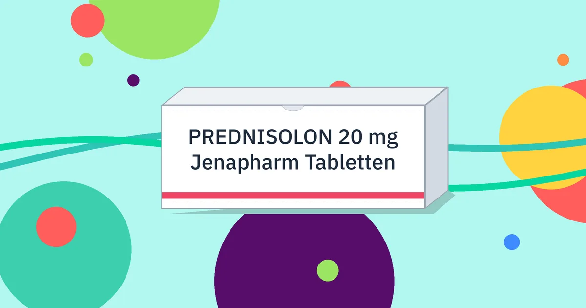 Symbolbild: Packung mit der Aufschrift PREDNISOLON 20 mg Jenapharm Tabletten (PZN 00235849) – Verfügbarkeit und Bezug in Apotheken in Frankfurt am Main