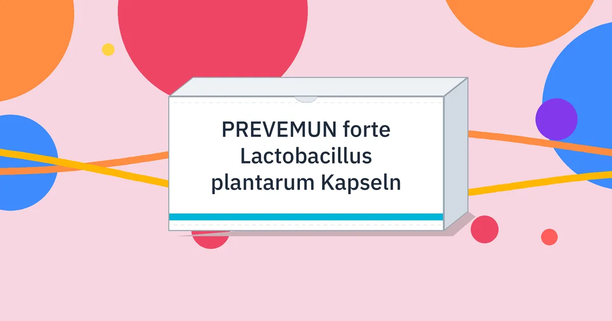 Symbolbild: Packung mit der Aufschrift PREVEMUN forte Lactobacillus plantarum Kapseln (PZN 19448364) – Verfügbarkeit und Bezug in Apotheken in Frankfurt am Main