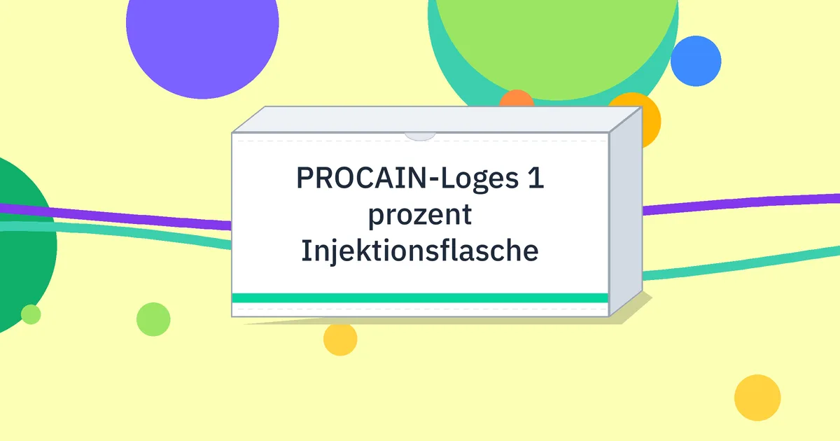 Symbolbild: Packung mit der Aufschrift PROCAIN-Loges 1 prozent Injektionsflasche (PZN 02860557) – Verfügbarkeit und Bezug in Apotheken in Frankfurt am Main