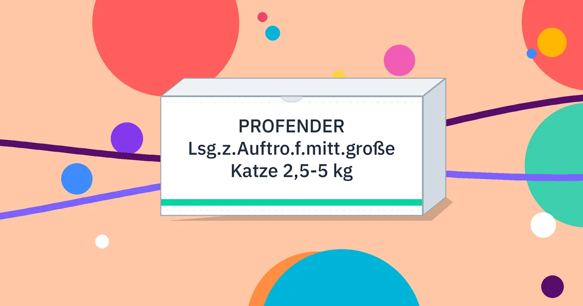 Symbolbild: Packung mit der Aufschrift PROFENDER Lsg.z.Auftro.f.mitt.große Katze 2,5-5 kg (PZN 04170590) – Verfügbarkeit und Bezug in Apotheken in Frankfurt am Main