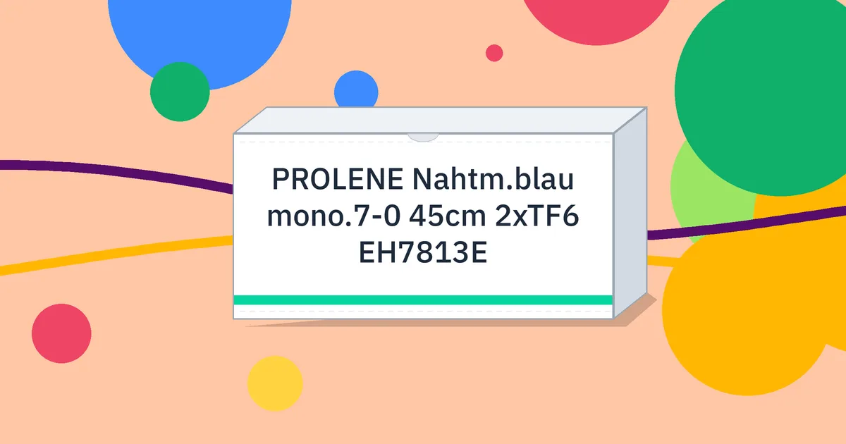 Symbolbild: Packung mit der Aufschrift PROLENE Nahtm.blau mono.7-0 45cm 2xTF6 EH7813E (PZN 20896205) – Verfügbarkeit und Bezug in Apotheken in Frankfurt am Main
