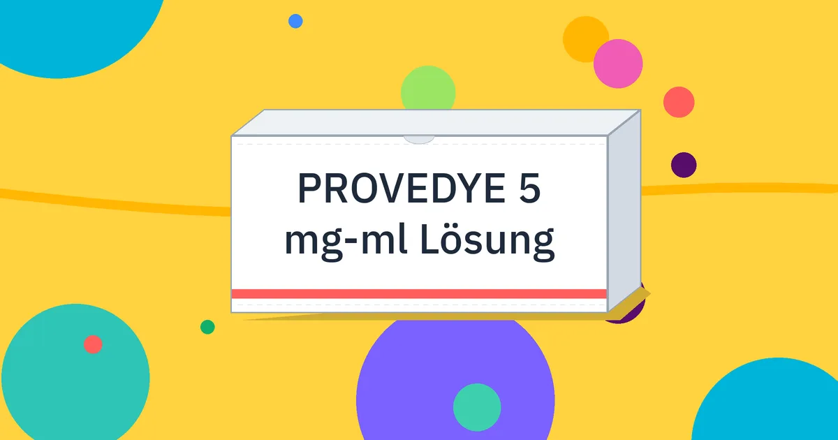 Symbolbild: Packung mit der Aufschrift PROVEDYE 5 mg-ml Lösung (PZN 11038891) – Verfügbarkeit und Bezug in Apotheken in Frankfurt am Main