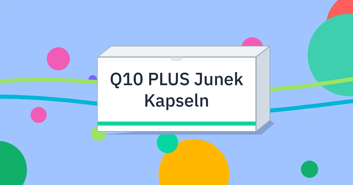 Symbolbild: Packung mit der Aufschrift Q10 PLUS Junek Kapseln (PZN 15613872) – Verfügbarkeit und Bezug in Apotheken in Frankfurt am Main