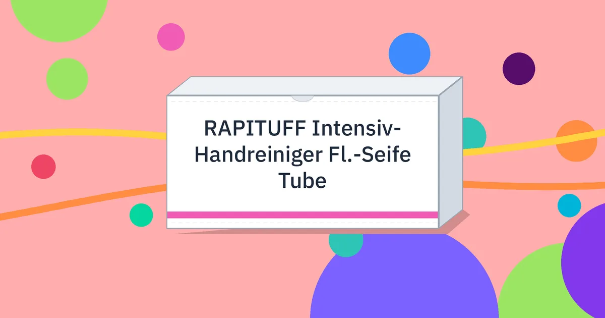 Symbolbild: Packung mit der Aufschrift RAPITUFF Intensiv-Handreiniger Fl.-Seife Tube (PZN 18192394) – Verfügbarkeit und Bezug in Apotheken in Frankfurt am Main