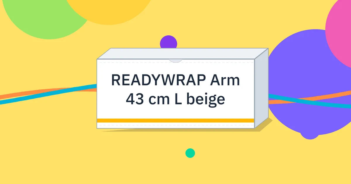 Symbolbild: Packung mit der Aufschrift READYWRAP Arm 43 cm L beige (PZN 16567186) – Verfügbarkeit und Bezug in Apotheken in Frankfurt am Main