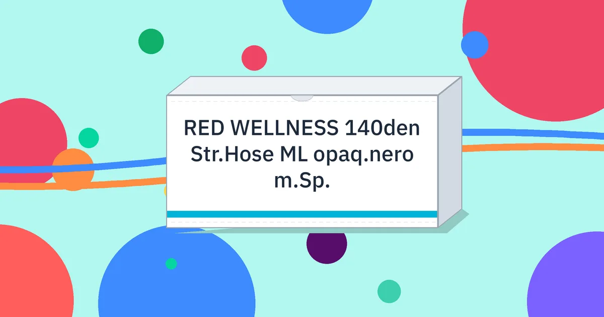 Symbolbild: Packung mit der Aufschrift RED WELLNESS 140den Str.Hose ML opaq.nero m.Sp. (PZN 16176149) – Verfügbarkeit und Bezug in Apotheken in Frankfurt am Main