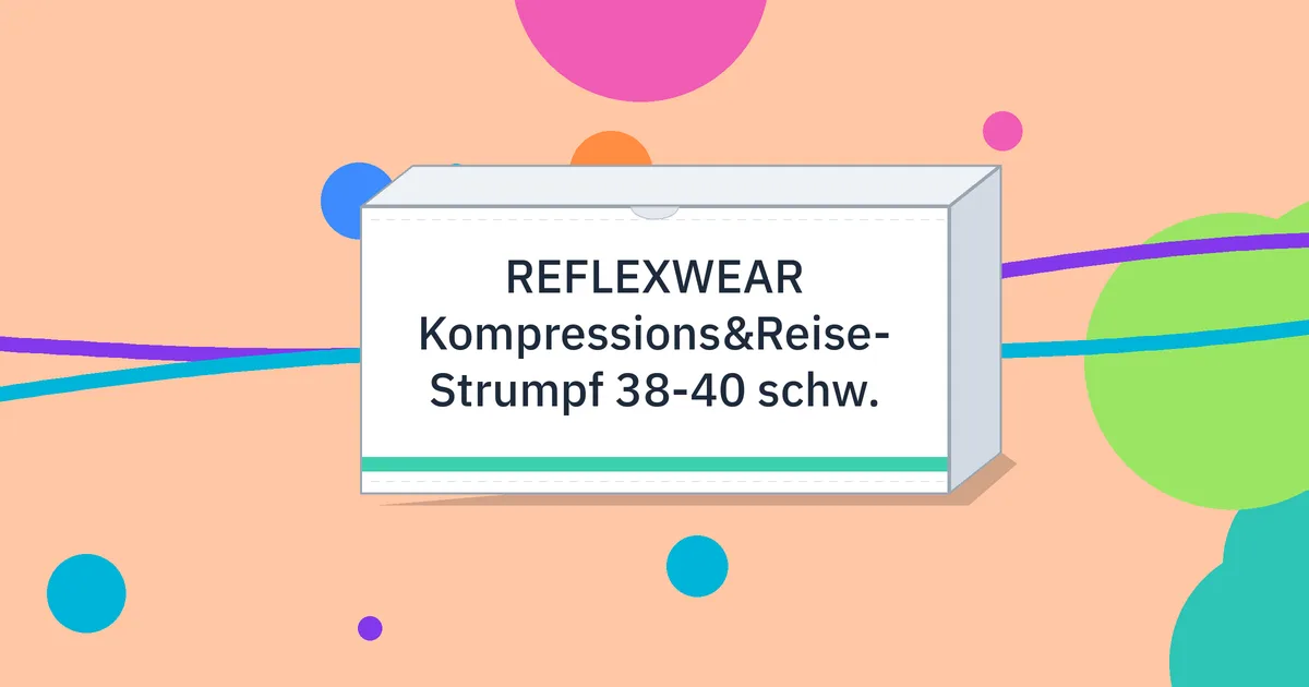 Symbolbild: Packung mit der Aufschrift REFLEXWEAR Kompressions&Reise-Strumpf 38-40 schw. (PZN 14400973) – Verfügbarkeit und Bezug in Apotheken in Frankfurt am Main