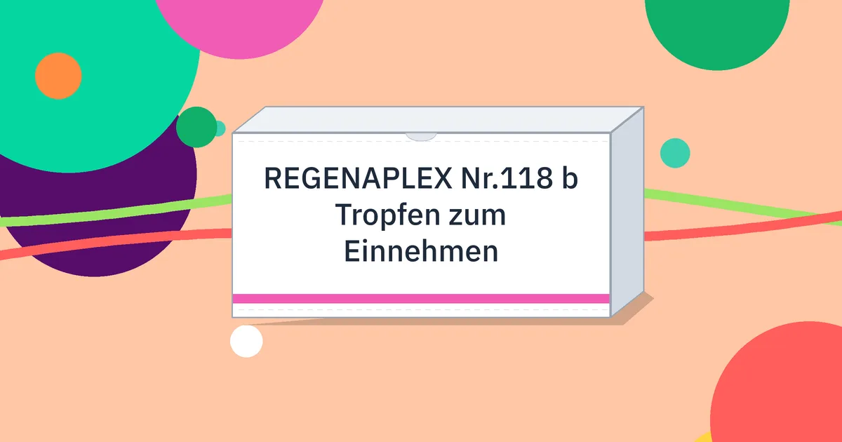 Symbolbild: Packung mit der Aufschrift REGENAPLEX Nr.118 b Tropfen zum Einnehmen (PZN 07351843) – Verfügbarkeit und Bezug in Apotheken in Frankfurt am Main