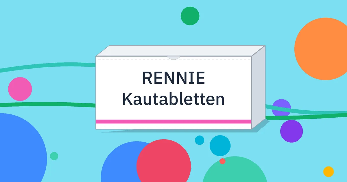 Symbolbild: Packung mit der Aufschrift RENNIE Kautabletten (PZN 01459628) – Verfügbarkeit und Bezug in Apotheken in Frankfurt am Main