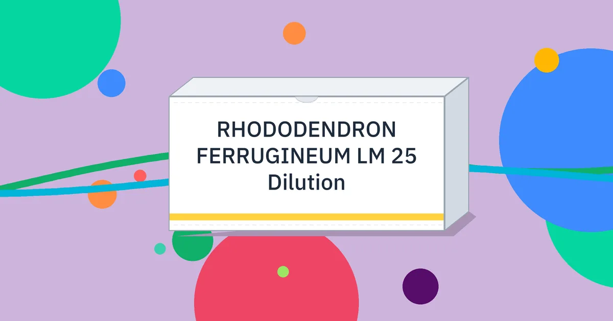 Symbolbild: Packung mit der Aufschrift RHODODENDRON FERRUGINEUM LM 25 Dilution (PZN 13051476) – Verfügbarkeit und Bezug in Apotheken in Frankfurt am Main