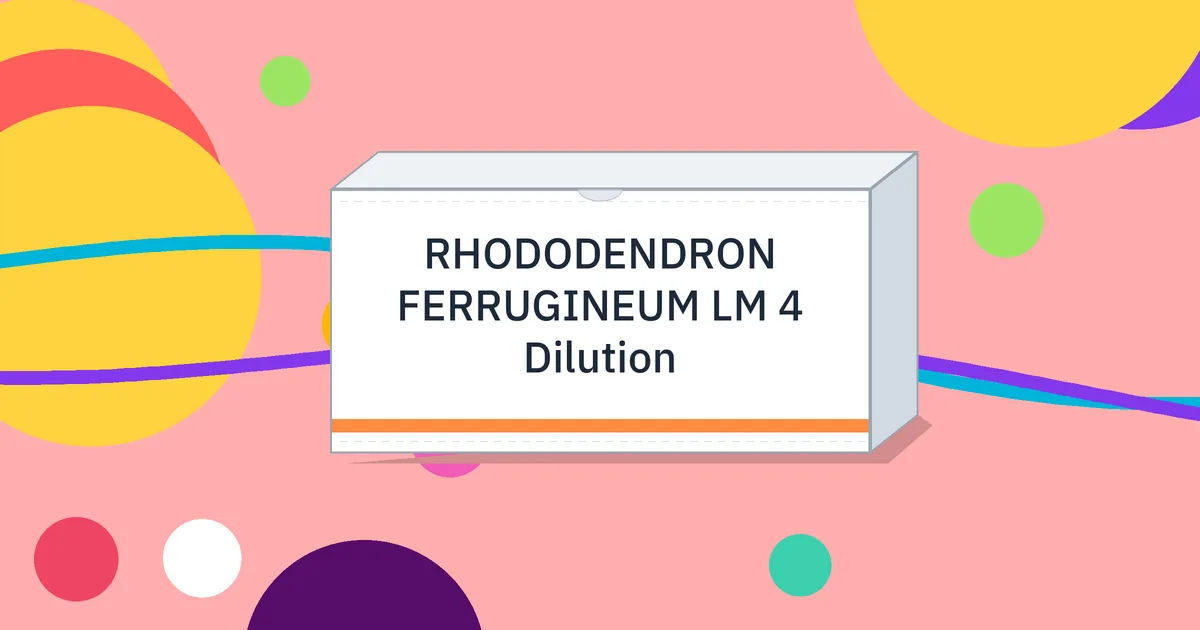 Symbolbild: Packung mit der Aufschrift RHODODENDRON FERRUGINEUM LM 4 Dilution (PZN 13051223) – Verfügbarkeit und Bezug in Apotheken in Frankfurt am Main