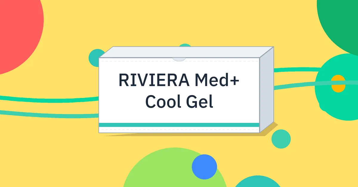 Symbolbild: Packung mit der Aufschrift RIVIERA Med+ Cool Gel (PZN 15865639) – Verfügbarkeit und Bezug in Apotheken in Frankfurt am Main