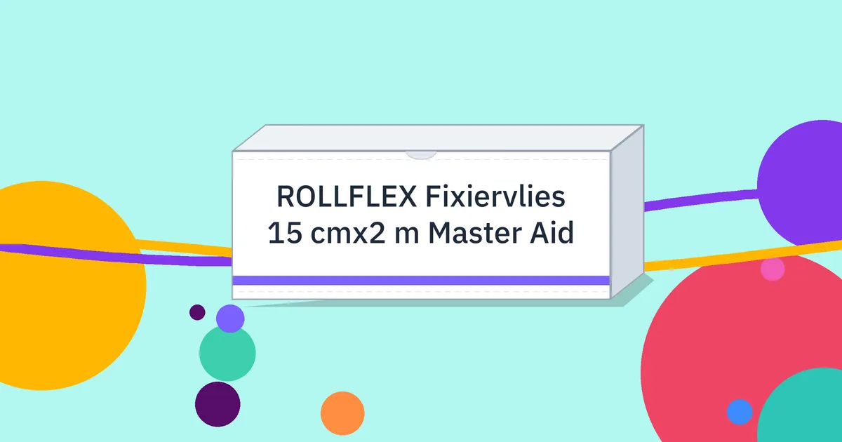 Symbolbild: Packung mit der Aufschrift ROLLFLEX Fixiervlies 15 cmx2 m Master Aid (PZN 07708156) – Verfügbarkeit und Bezug in Apotheken in Frankfurt am Main