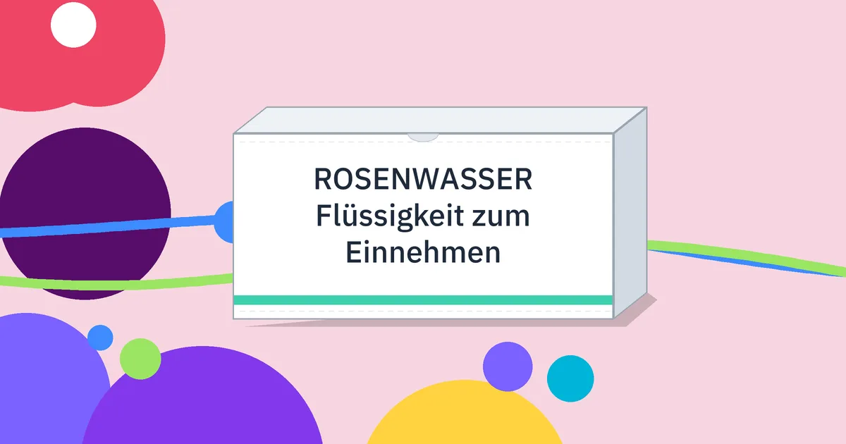 Symbolbild: Packung mit der Aufschrift ROSENWASSER Flüssigkeit zum Einnehmen (PZN 15401561) – Verfügbarkeit und Bezug in Apotheken in Frankfurt am Main