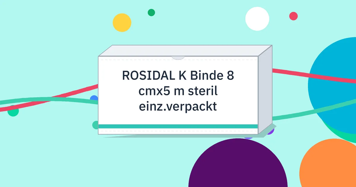 Symbolbild: Packung mit der Aufschrift ROSIDAL K Binde 8 cmx5 m steril einz.verpackt (PZN 17554464) – Verfügbarkeit und Bezug in Apotheken in Frankfurt am Main