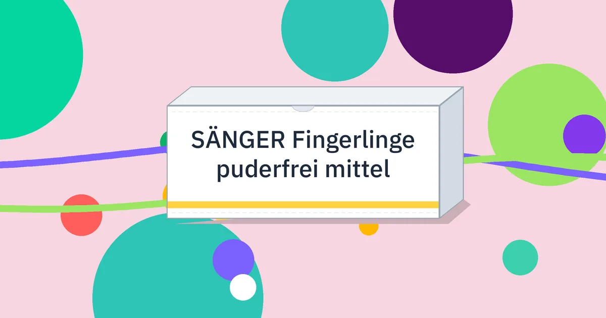Symbolbild: Packung mit der Aufschrift SÄNGER Fingerlinge puderfrei mittel (PZN 01304587) – Verfügbarkeit und Bezug in Apotheken in Frankfurt am Main