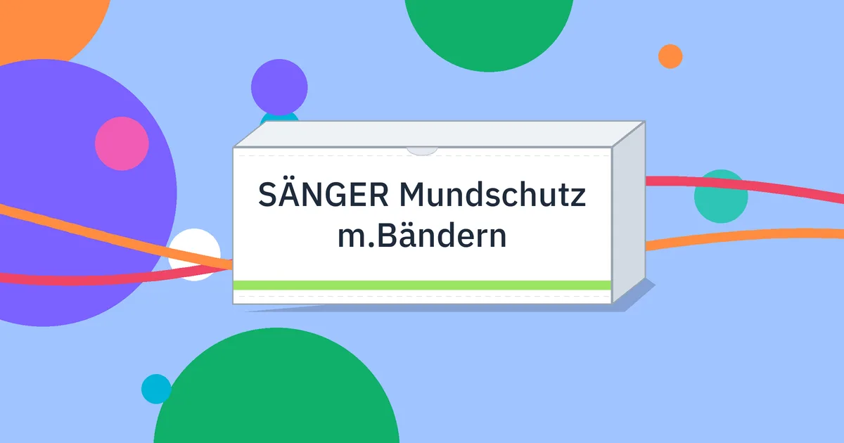 Symbolbild: Packung mit der Aufschrift SÄNGER Mundschutz m.Bändern (PZN 00287467) – Verfügbarkeit und Bezug in Apotheken in Frankfurt am Main