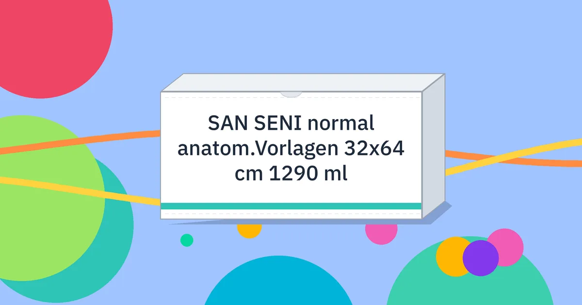 Symbolbild: Packung mit der Aufschrift SAN SENI normal anatom.Vorlagen 32x64 cm 1290 ml (PZN 12393536) – Verfügbarkeit und Bezug in Apotheken in Frankfurt am Main
