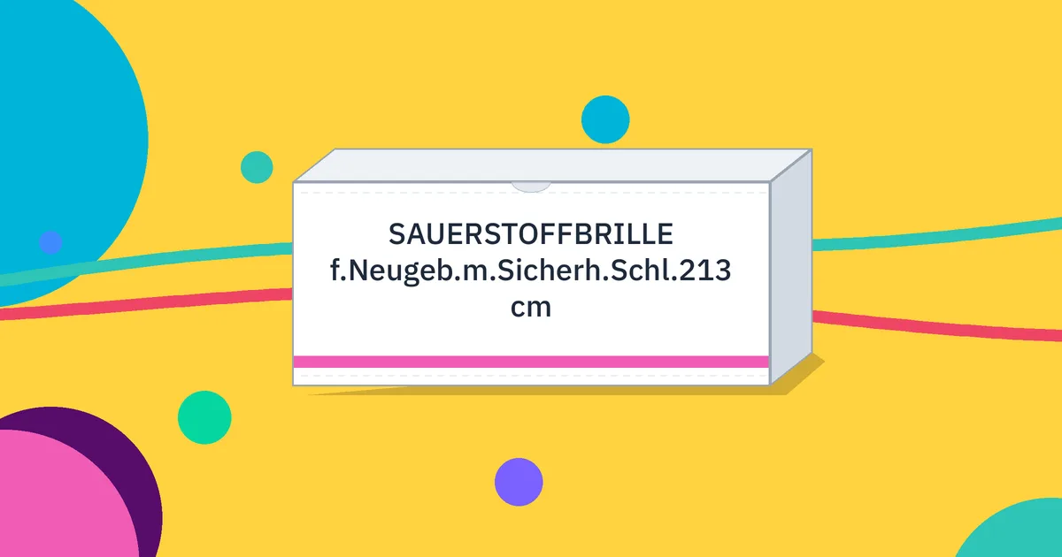 Symbolbild: Packung mit der Aufschrift SAUERSTOFFBRILLE f.Neugeb.m.Sicherh.Schl.213 cm (PZN 03799311) – Verfügbarkeit und Bezug in Apotheken in Frankfurt am Main