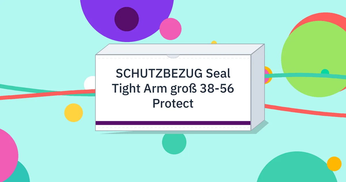Symbolbild: Packung mit der Aufschrift SCHUTZBEZUG Seal Tight Arm groß 38-56 Protect (PZN 09779137) – Verfügbarkeit und Bezug in Apotheken in Frankfurt am Main