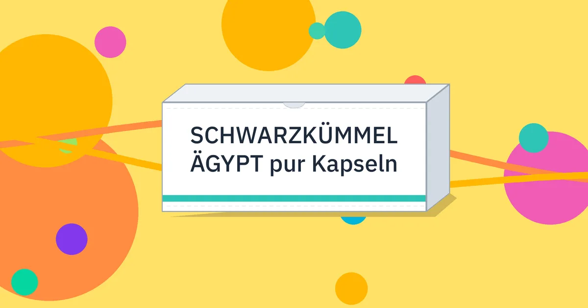 Symbolbild: Packung mit der Aufschrift SCHWARZKÜMMEL ÄGYPT pur Kapseln (PZN 01050046) – Verfügbarkeit und Bezug in Apotheken in Frankfurt am Main