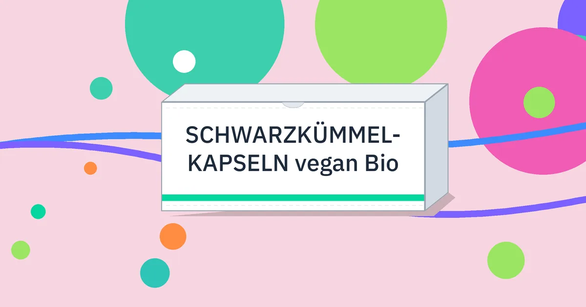 Symbolbild: Packung mit der Aufschrift SCHWARZKÜMMEL-KAPSELN vegan Bio (PZN 14309362) – Verfügbarkeit und Bezug in Apotheken in Frankfurt am Main